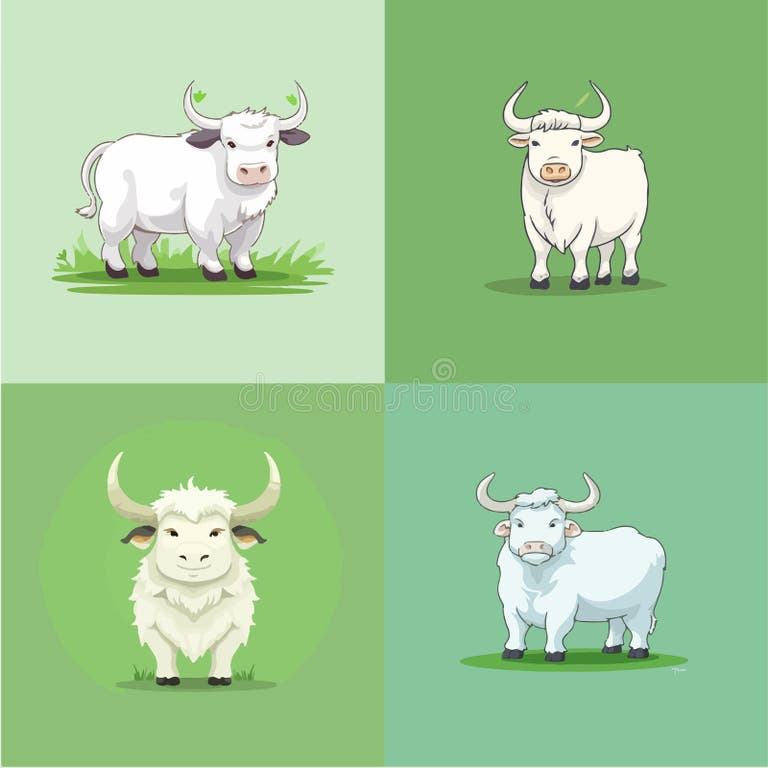 Ox Cartoon Vector Set Element Animals Farm Stock Vector - Illustration ...