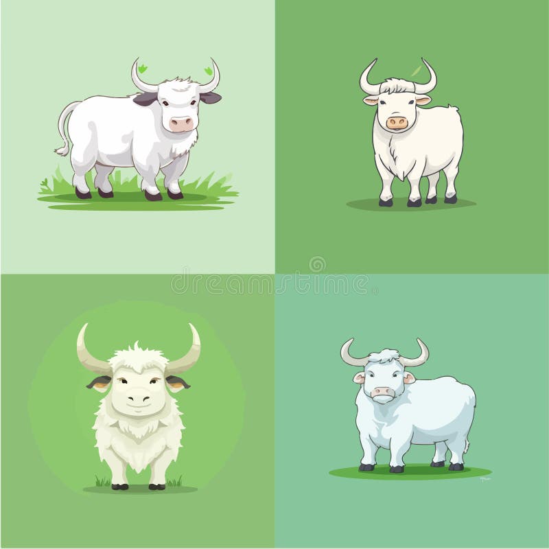 Ox Cartoon Vector Set Element Animals Farm Stock Vector - Illustration ...