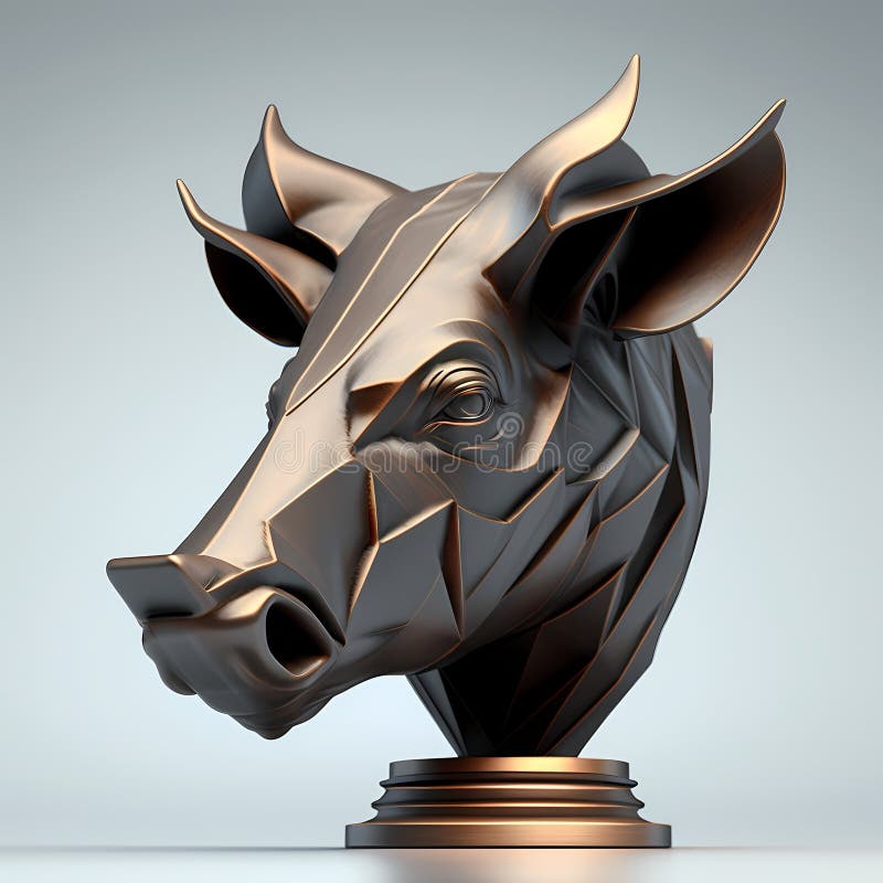 Ox Head Trophy. Generative AI Stock Illustration - Illustration of ...