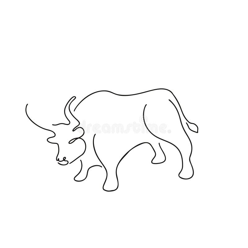 Ox Illustration in Line Art Style Isolated on White Stock Vector ...