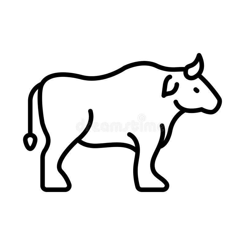 Ox Outline Icon Animal Vector Stock Vector - Illustration of livestock ...