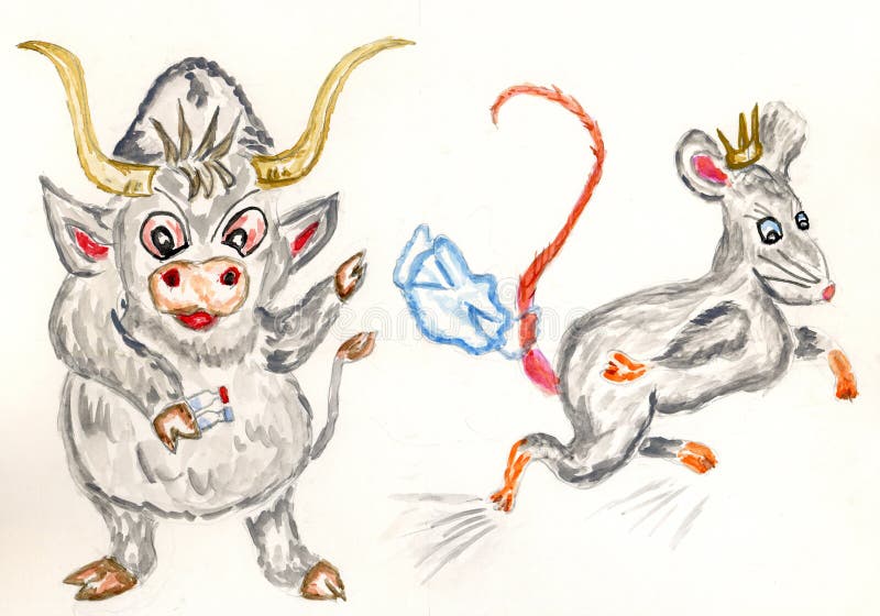 Ox vs rat stock illustration. Illustration of mask, cartoon - 208525115