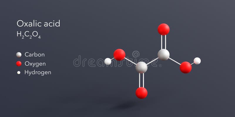 Oxalic Acid Molecule 3d Rendering, Flat Molecular Structure with ...