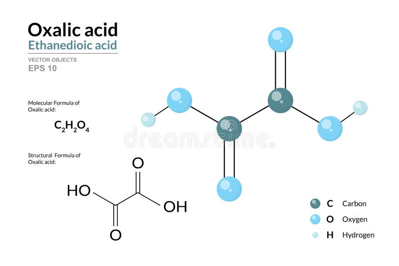 Oxalic Acid Molecule, Structural Chemical Formula, Ball-and-stick Model ...