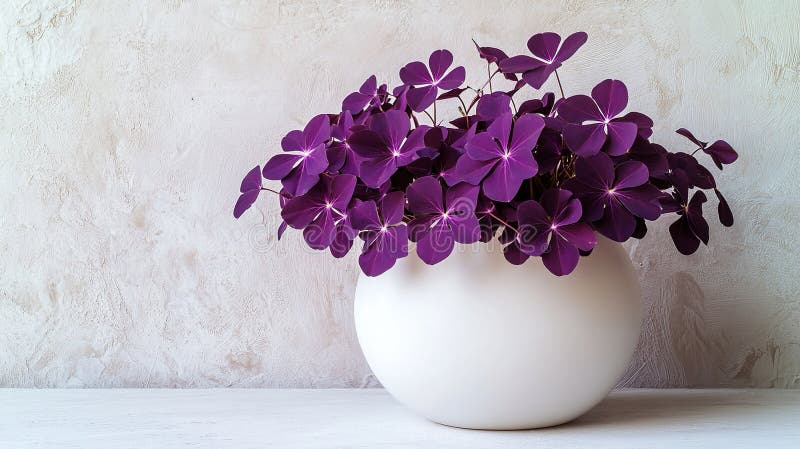 Oxalis Triangularis Plant with Vibrant Purple Leaves in a White Round ...