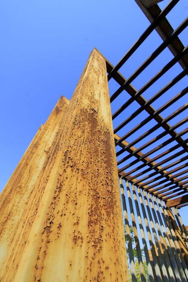 Oxidation Rust Steel Beams in Blue Sky Background Stock Photo - Image ...
