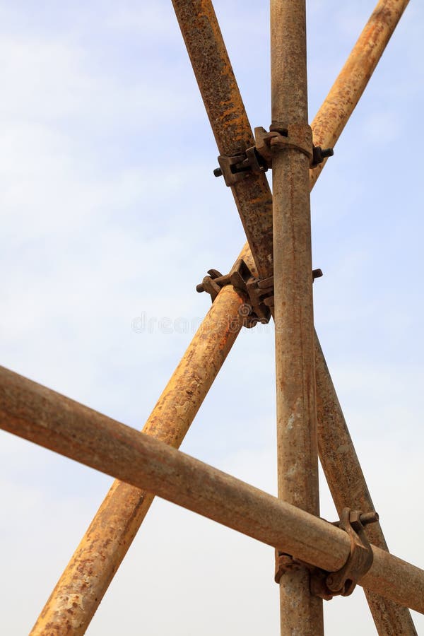 Oxidation Rusty Scaffolding Stock Photo - Image of fasteners, pipe ...
