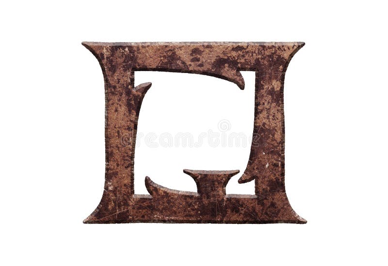 Oxidized Ancient Letter.Decorative Beveled Font. Stock Illustration ...