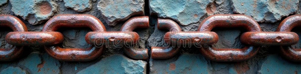 Oxidized Chain Section Split Apart on Aged Stone , Photo, Aged ...