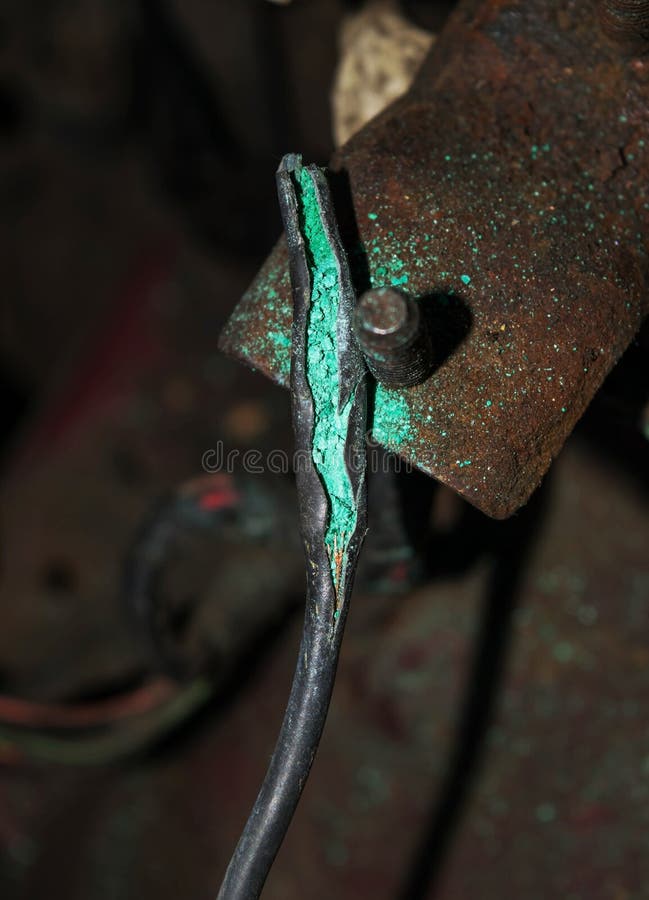 Oxidized Damaged Ignition Wire in the Car. the Ignition Switch Wire is ...