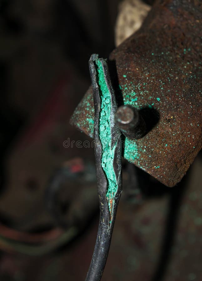 Oxidized Damaged Ignition Wire in the Car. the Ignition Switch Wire is ...