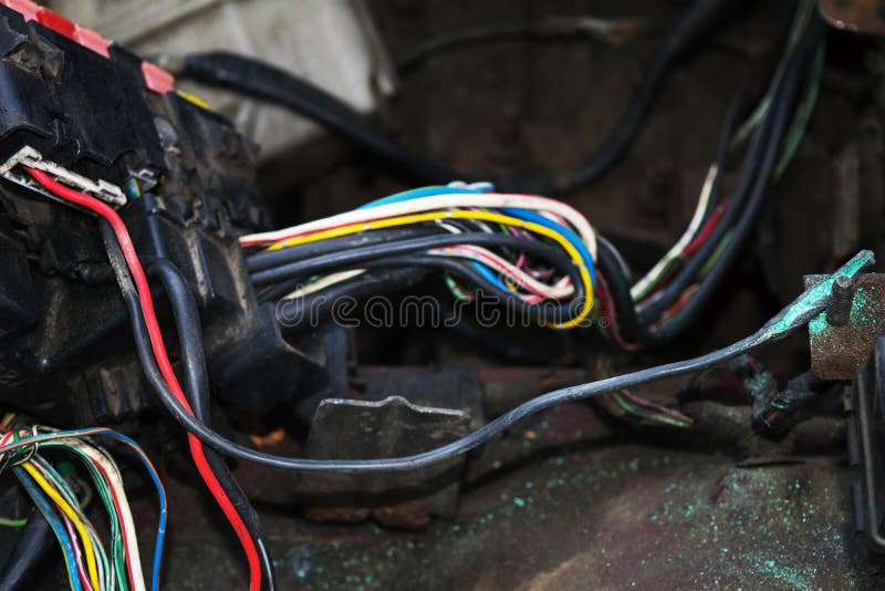 Oxidized Damaged Ignition Wire in the Car. the Ignition Switch Wire is ...