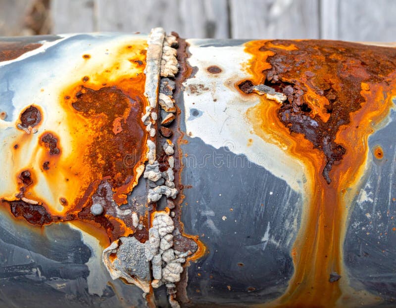 Oxidized Metal Pipe Showing Rust and Corrosion with Peeling Paint ...