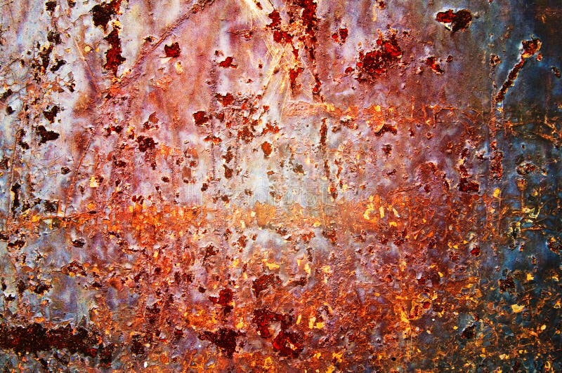 Oxidized Metal Sheet Covered With Old Paint. Stock Photo - Image of ...