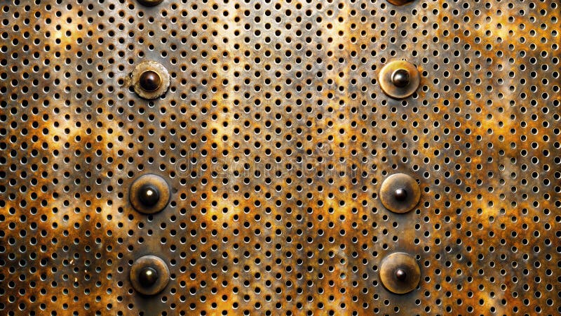 Oxidized Perforated Metal Sheet with Decorative Fasteners a Textured ...