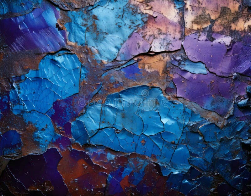 Oxidized Vanadium Texture with Vivid Blue, Violet, and Gray Color ...