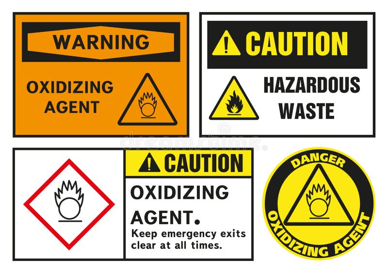 Oxidizer Warning Sign. Class 5 Dangerous Goods Plates Stock Vector ...