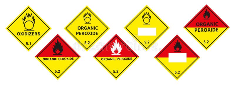 Oxidizer Warning Sign. Class 5 Dangerous Goods Plates Stock Vector ...