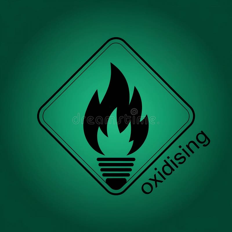 Oxidizing Hazard Symbol: Black Flame on a Green Square Safety Sign ,AI ...