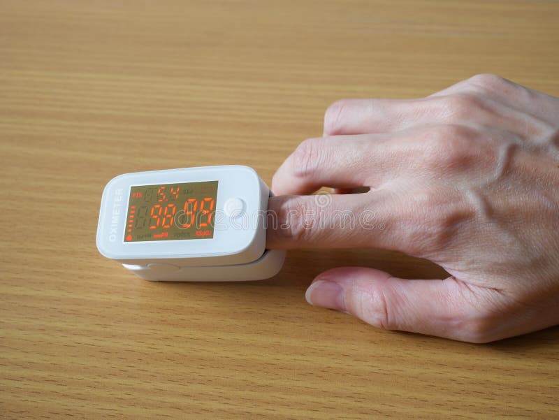 The Oximeter Display Shows Blood Oxygen Level Stock Image - Image of ...