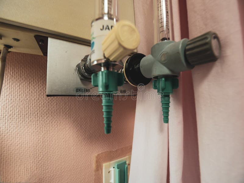 Oxygen and Air Connector in a Hospital Room Stock Photo - Image of ...
