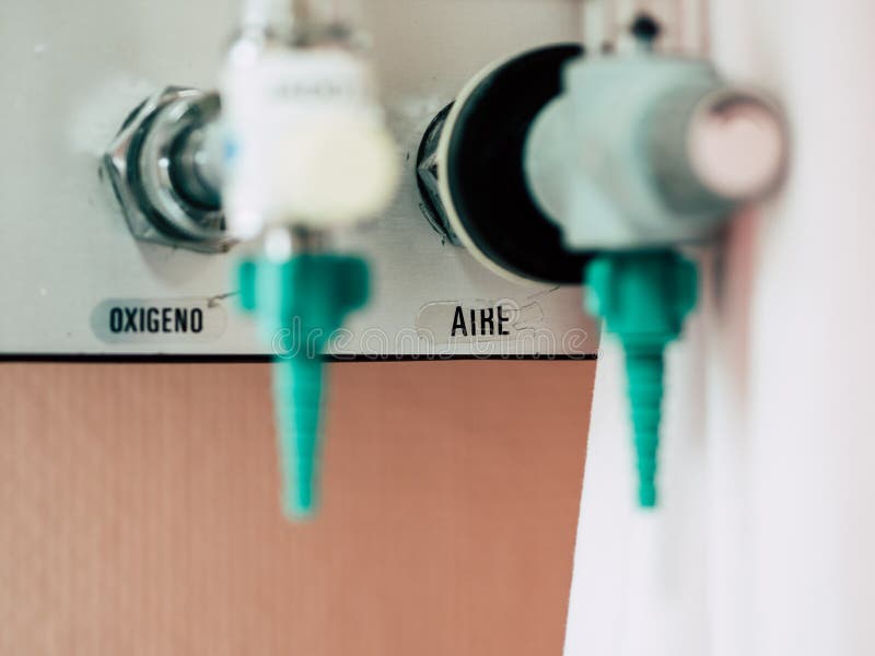 Oxygen and Air Connector in a Hospital Room Stock Image - Image of ...