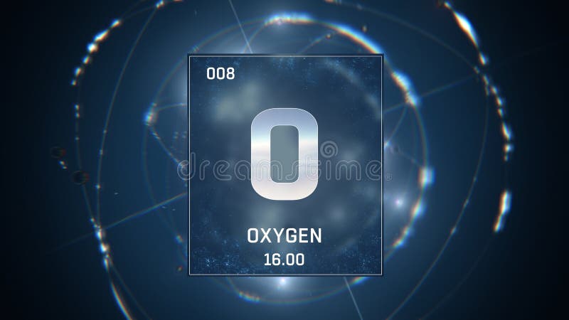 Oxygen As Element 8 of the Periodic Table 3D Animation on Grey ...