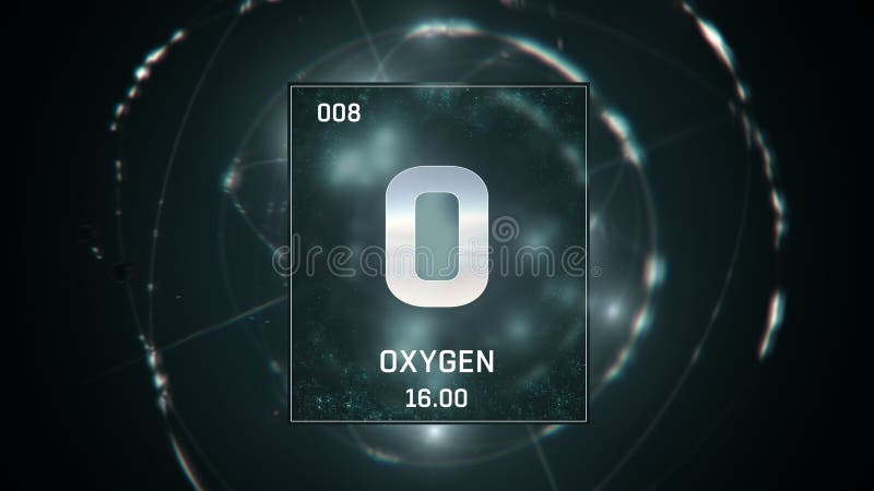 Oxygen As Element 8 of the Periodic Table 3D Animation on Green ...