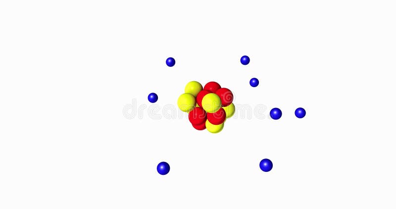 Oxygen Atom with Protons, Electrons and Neutrons Rotate on White ...