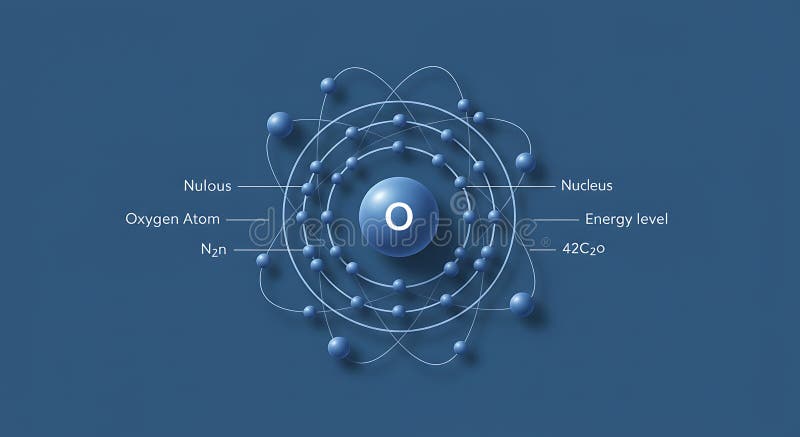 Oxygen Atom: a Serene 3D Model of Atomic Structure Stock Illustration ...