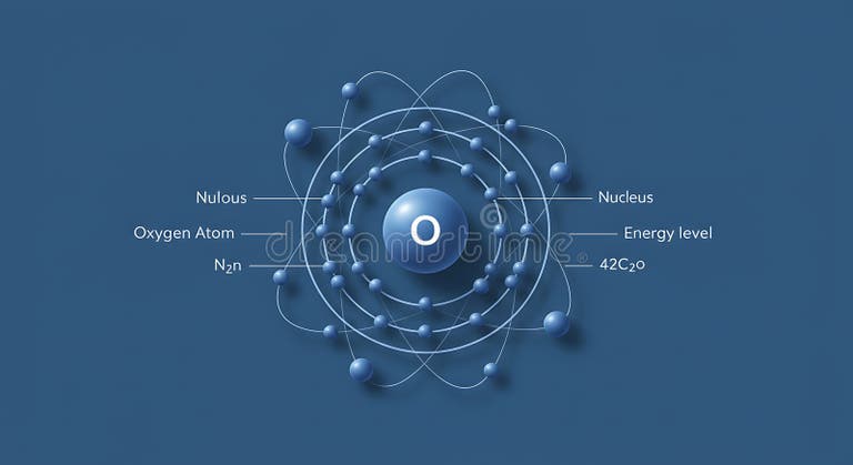 Oxygen Atom: a Serene 3D Model of Atomic Structure Stock Illustration ...