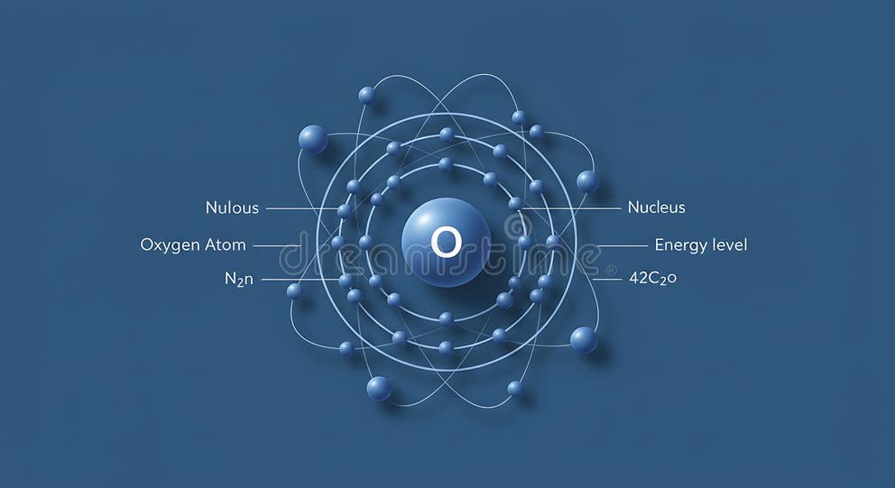 Oxygen Atom: a Serene 3D Model of Atomic Structure Stock Illustration ...