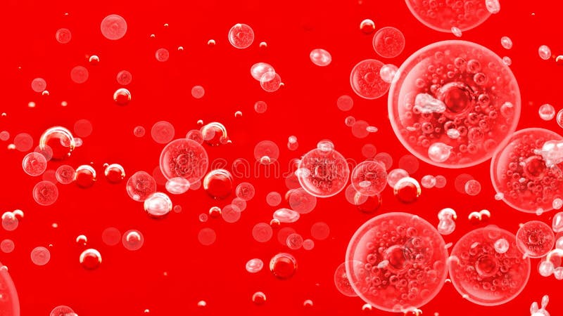 Oxygen Bubbles on Red Background Bubbles Inside Liquid for a Medical ...