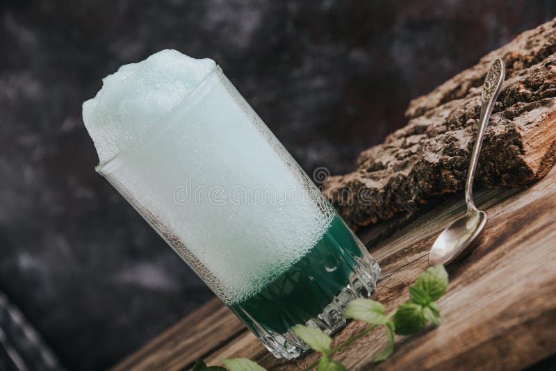 Oxygen Cocktail is Made in Glass with Foam Stock Image - Image of ...