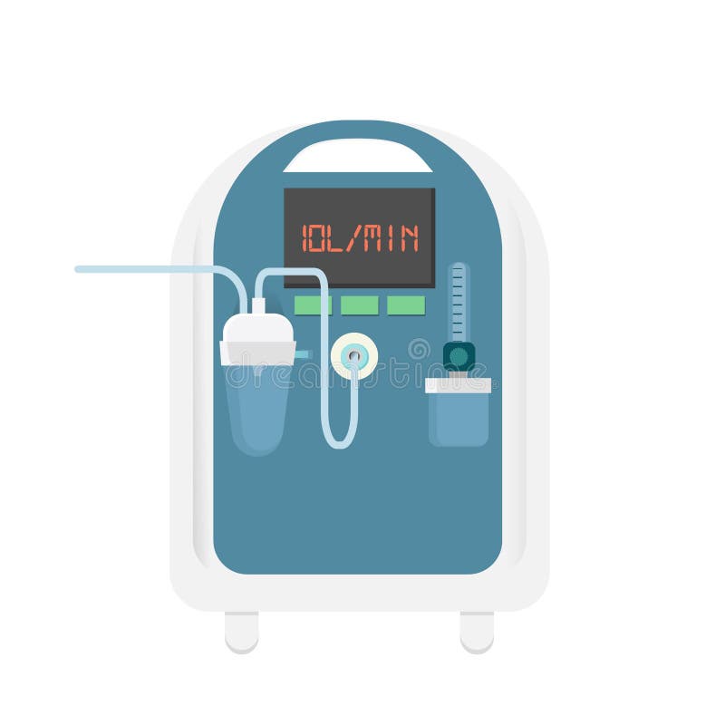 Oxygen Concentrator Vector Illustration. Oxygen Supplementation Device ...
