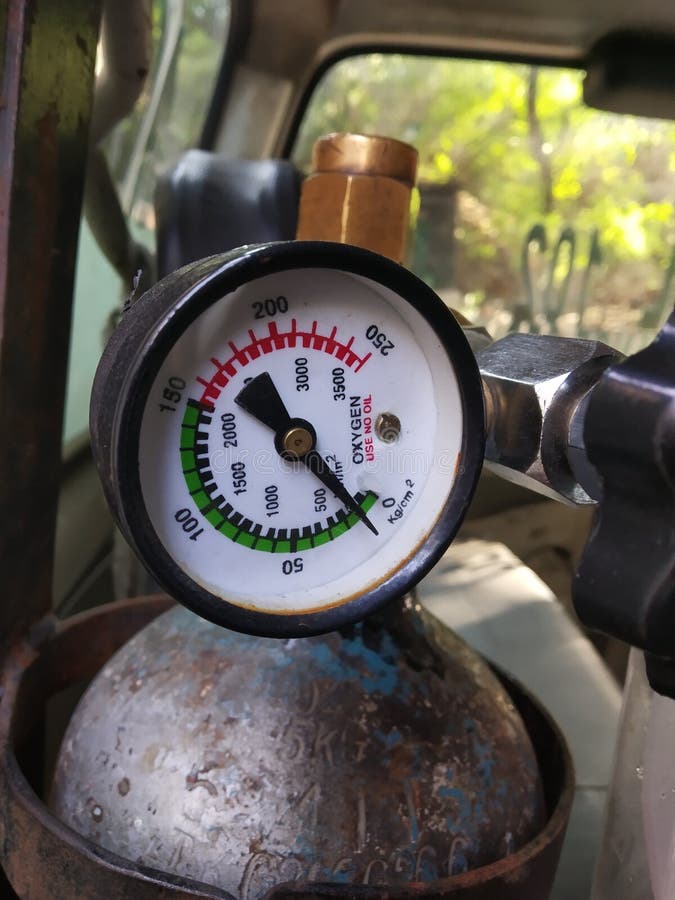 Oxygen Cylinder with Measuring Meter. Stock Photo - Image of gauge ...