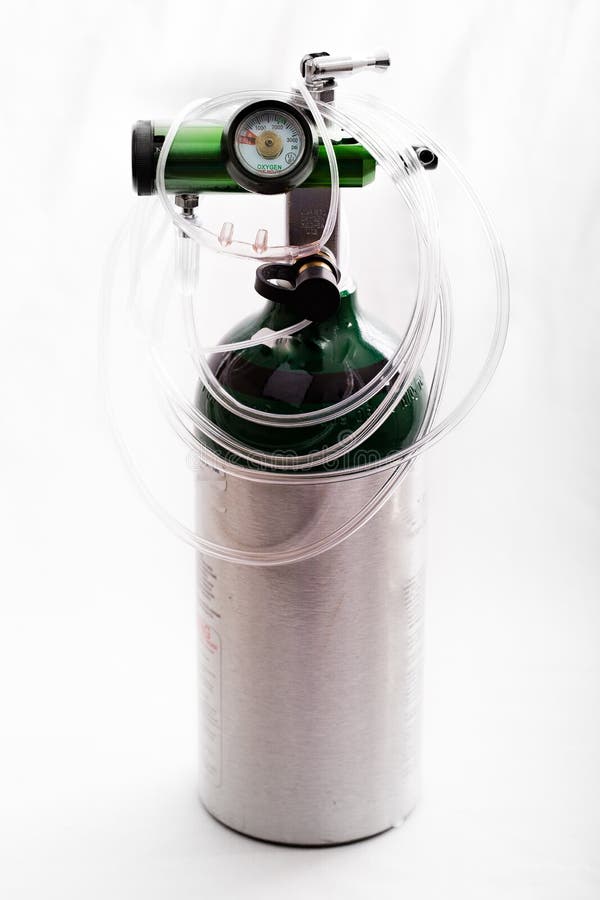 Oxygen Cylinder with Regulator and Cannula Attached Stock Photo - Image ...