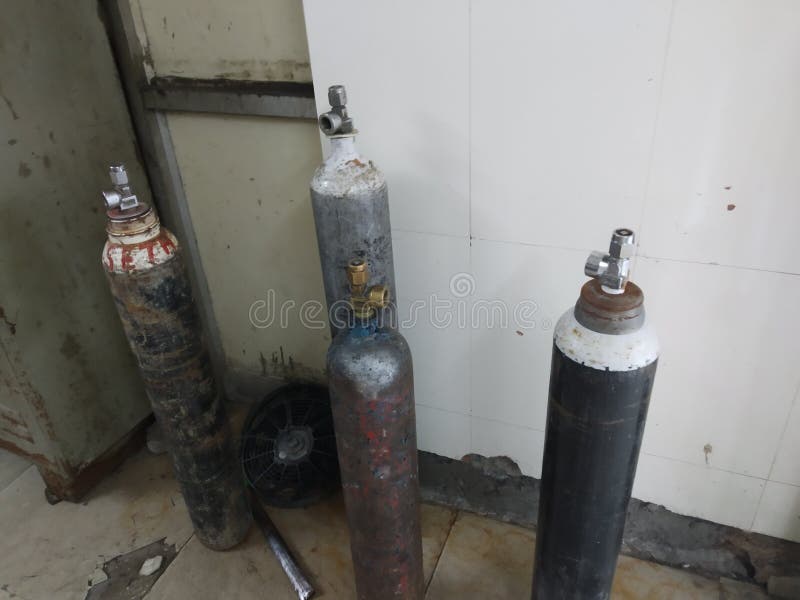 Oxygen and Gas Cylinders stock image. Image of compressed - 24287241