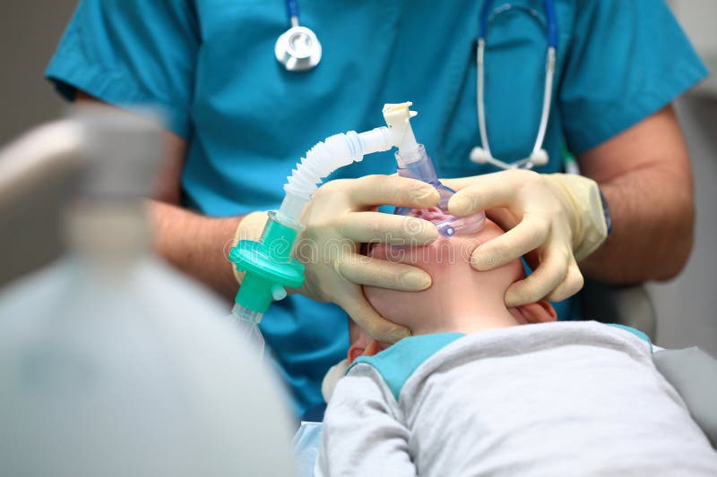 Oxygen Mask on the Child S Face. Anesthesia during Surgery. Surgical ...