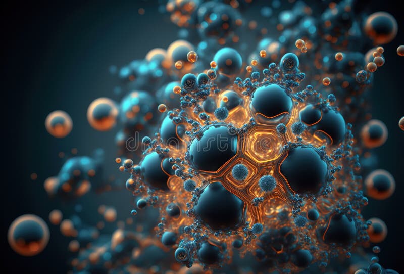 Oxygen Microscopic Molecules. Textured Background. 3D Rendering Style ...