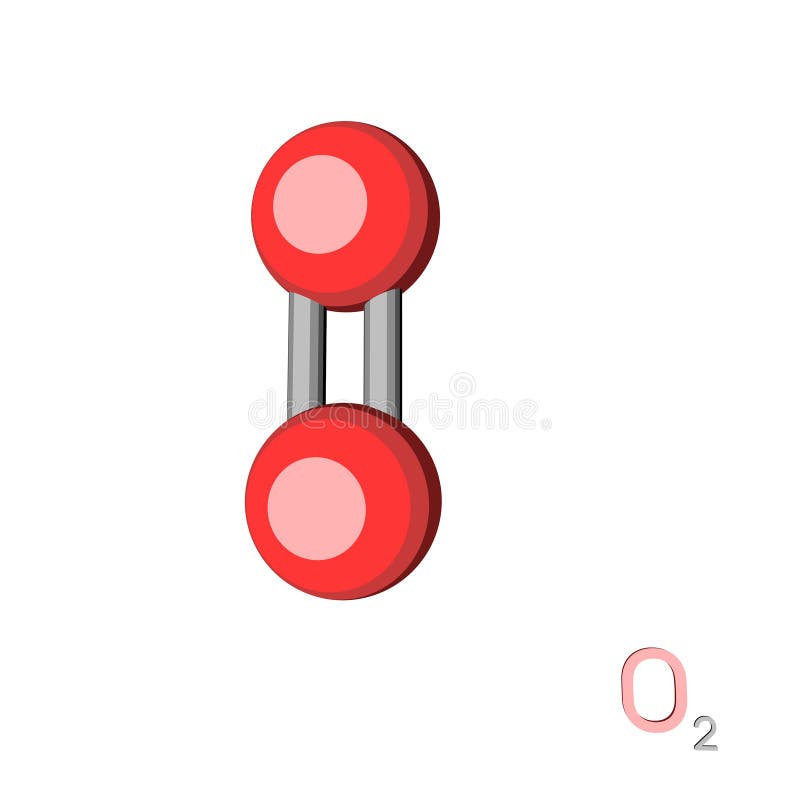 Oxygen Model Molecule. Isolated on White Background. 3D Rendering ...