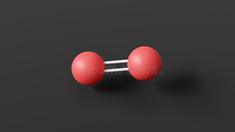 Oxygen Molecular Structure, Dioxygen, Ball and Stick 3d Model ...