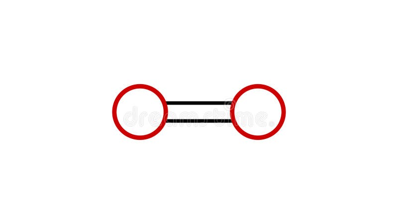 Oxygen Molecule, Structural Chemical Formula, Ball-and-stick Model ...