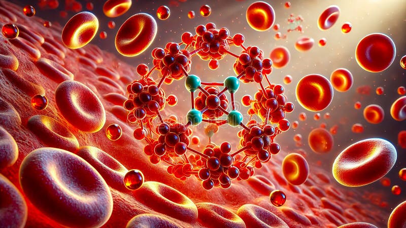 Oxygen Molecules Binding To Hemoglobin in a Red Blood Cell Stock ...