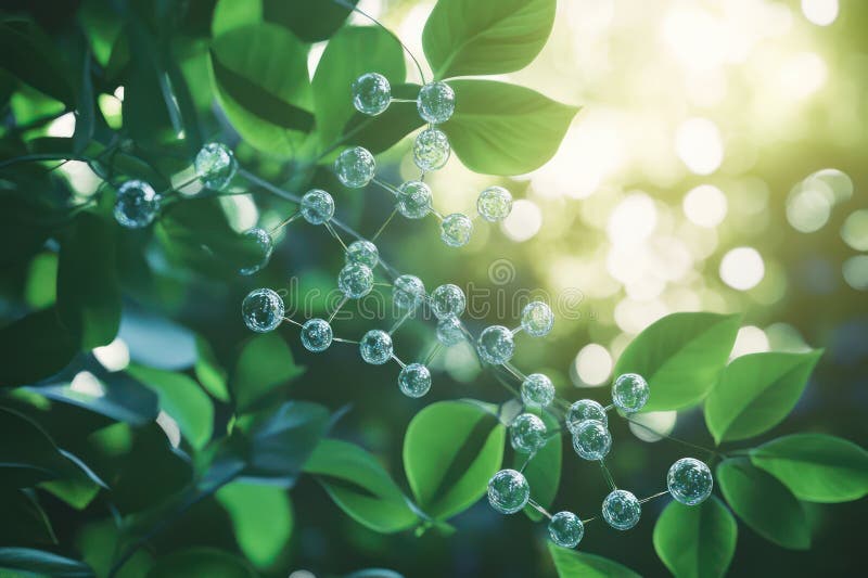 Oxygen Molecules Forming Amid Lush Green Leaves in Natural Process ...