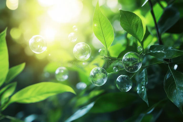 Oxygen Molecules Forming Amid Lush Green Leaves in Natural Process ...