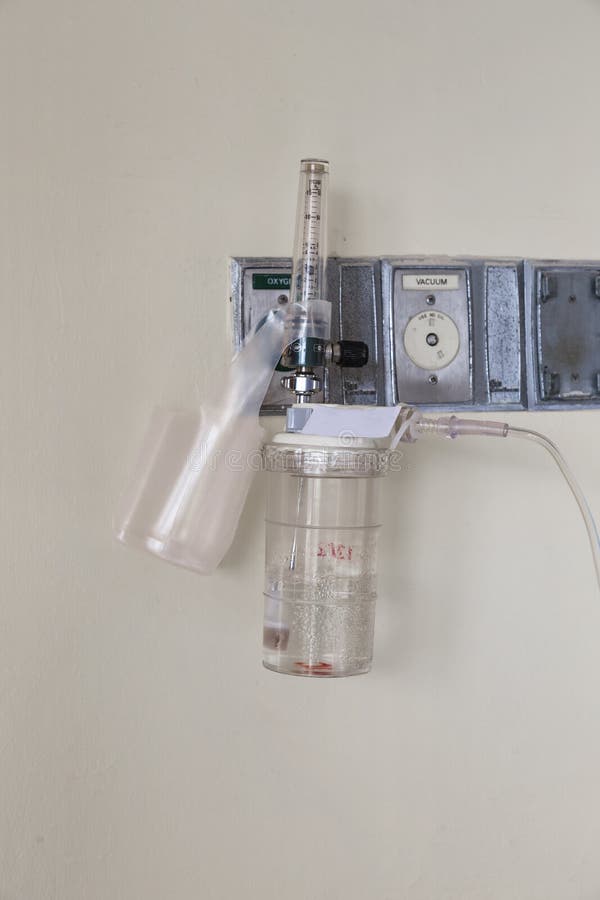 Oxygen Piping and Regulator with Flow Meter Stock Image - Image of room ...