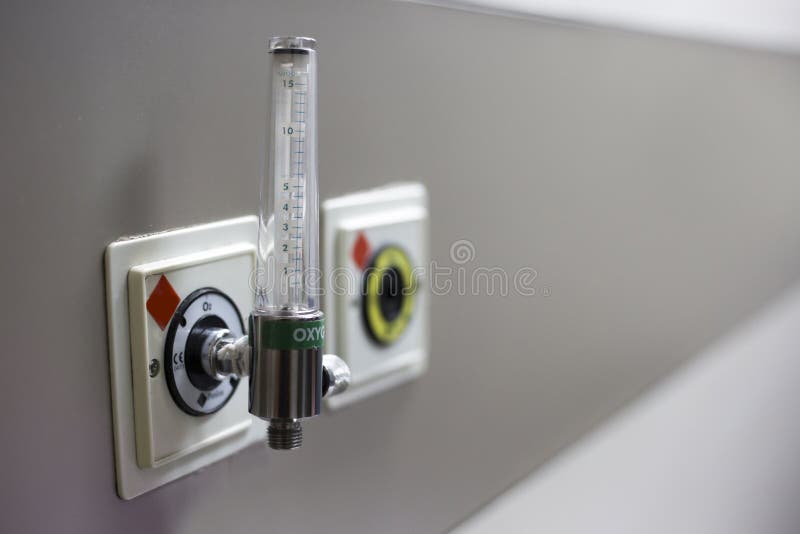 Oxygen Port Pressure Regulator Flow Meter in the Emergency Room Stock ...