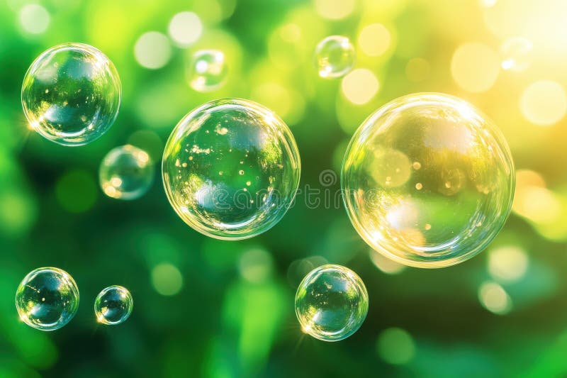 Oxygen Release Bubbles in Natures Green Background Stock Illustration ...