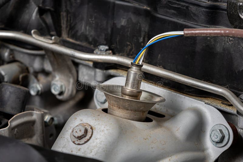 Oxygen Sensor on Car Engine. Stock Image - Image of system, emissions ...